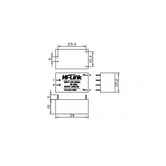 Buy Hi-Link Power Supply HLK-PM01 100V-240VAC / Botland - Robotic Shop